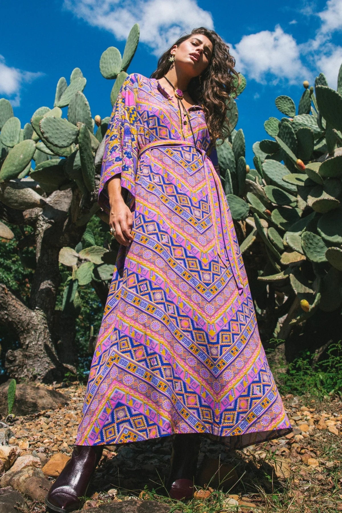 Dreamweaver Gown – Violet | Full-Length, Kimono Sleeves – Nine Lives Bazaar